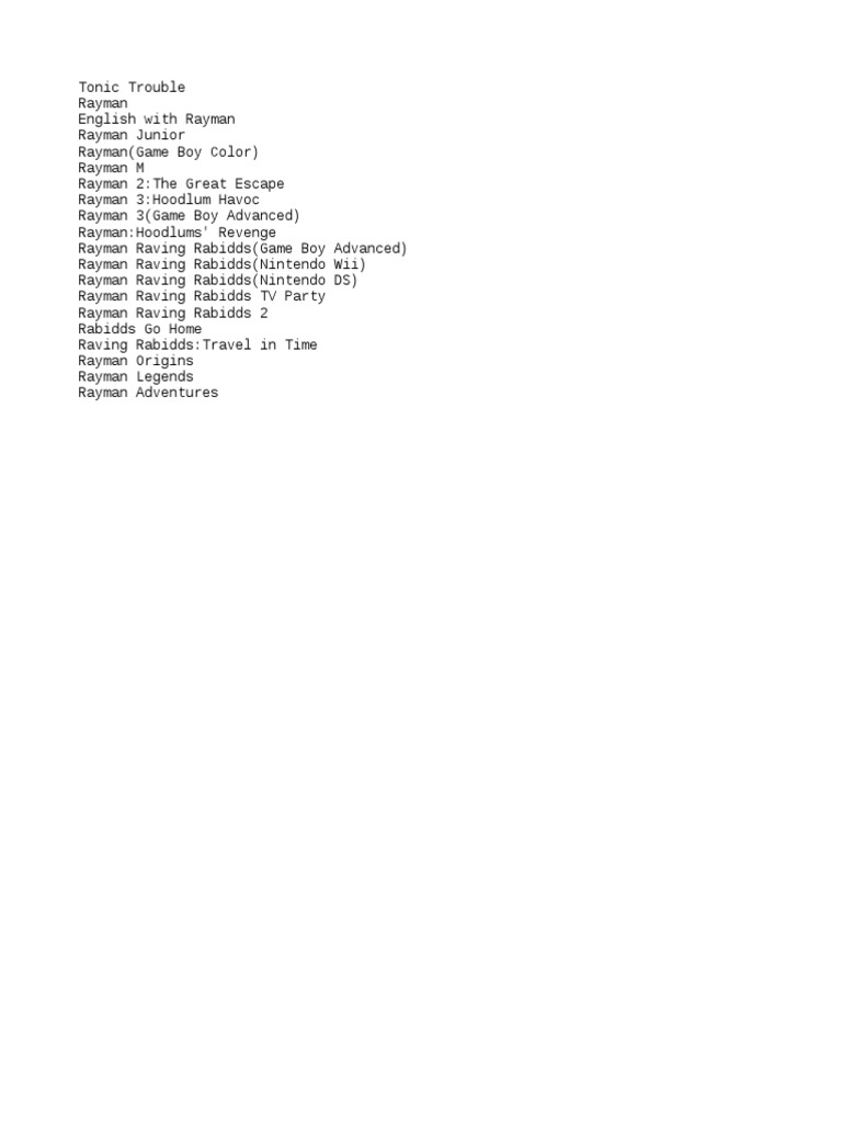 Complete Rayman Game Series Guide | PDF