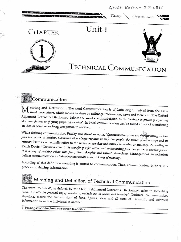 Chapter 1 CSW (Technical Communication) | PDF | Senses | Perception