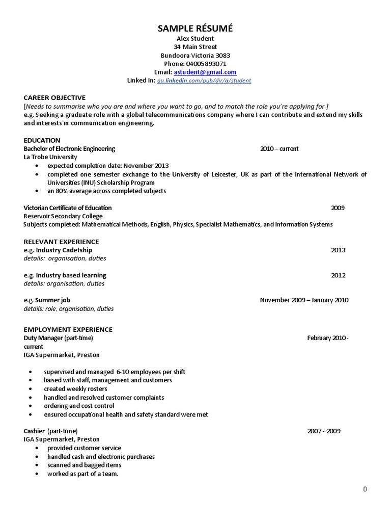 Sample Résumé: Career Objective | PDF | Engineering | Business