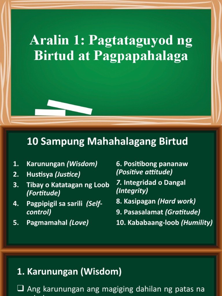 Aralin 1 Birtud at Pagpapahalaga | PDF