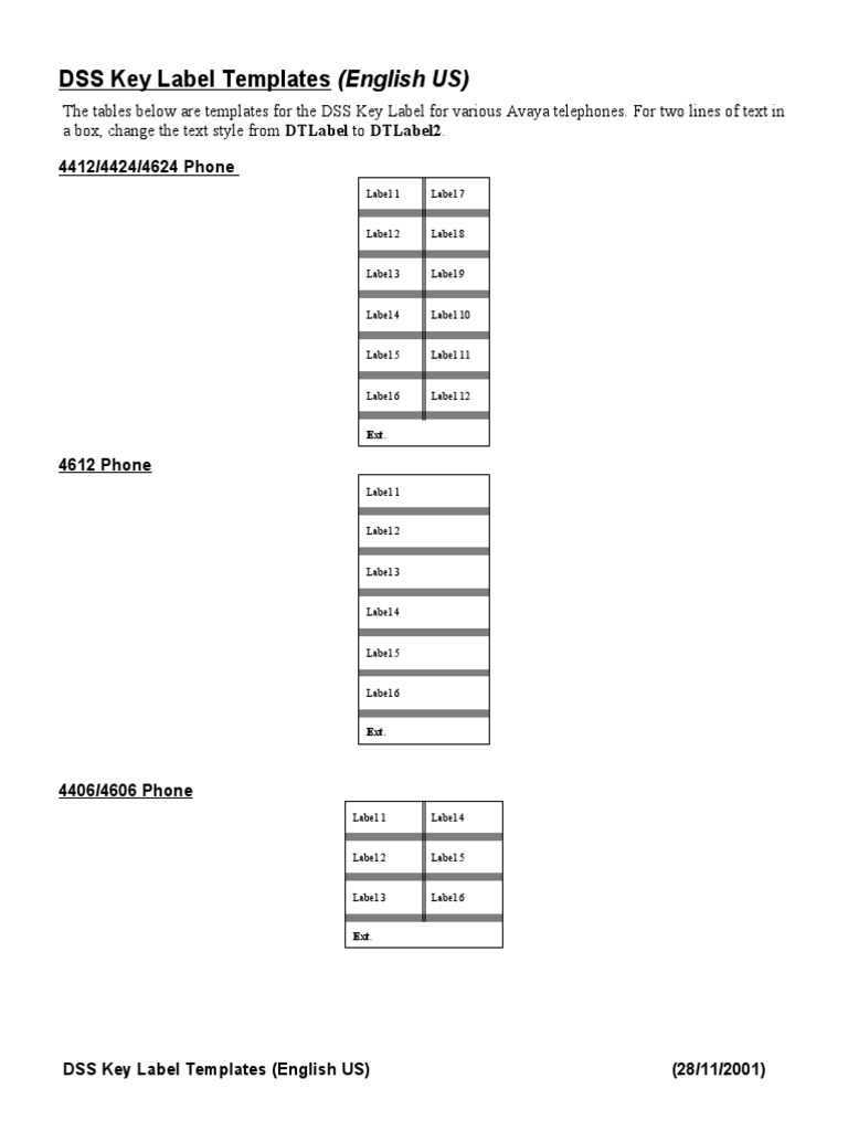 DSS Key Label Templates | PDF | Telephony | Telecommunications