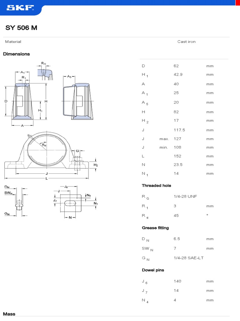Datasheet Chumacera SKF SY506M | PDF