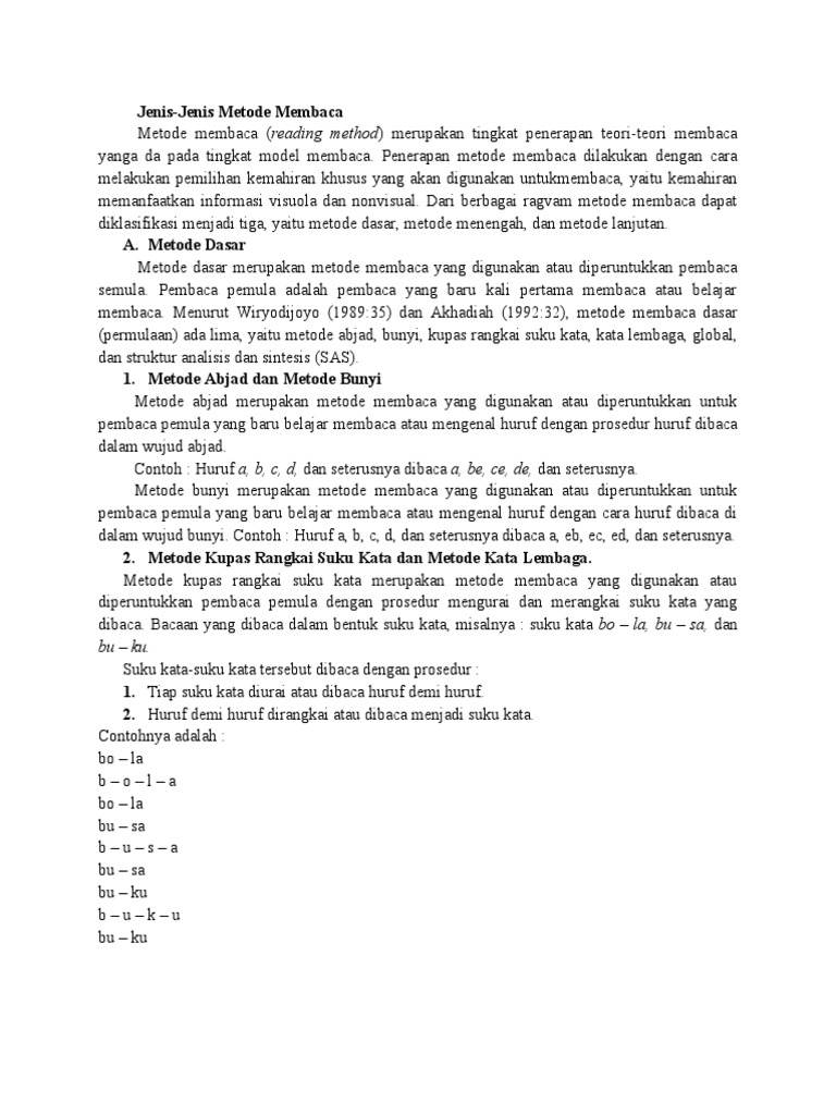 Metode Membaca | PDF | Karier & Perkembangan