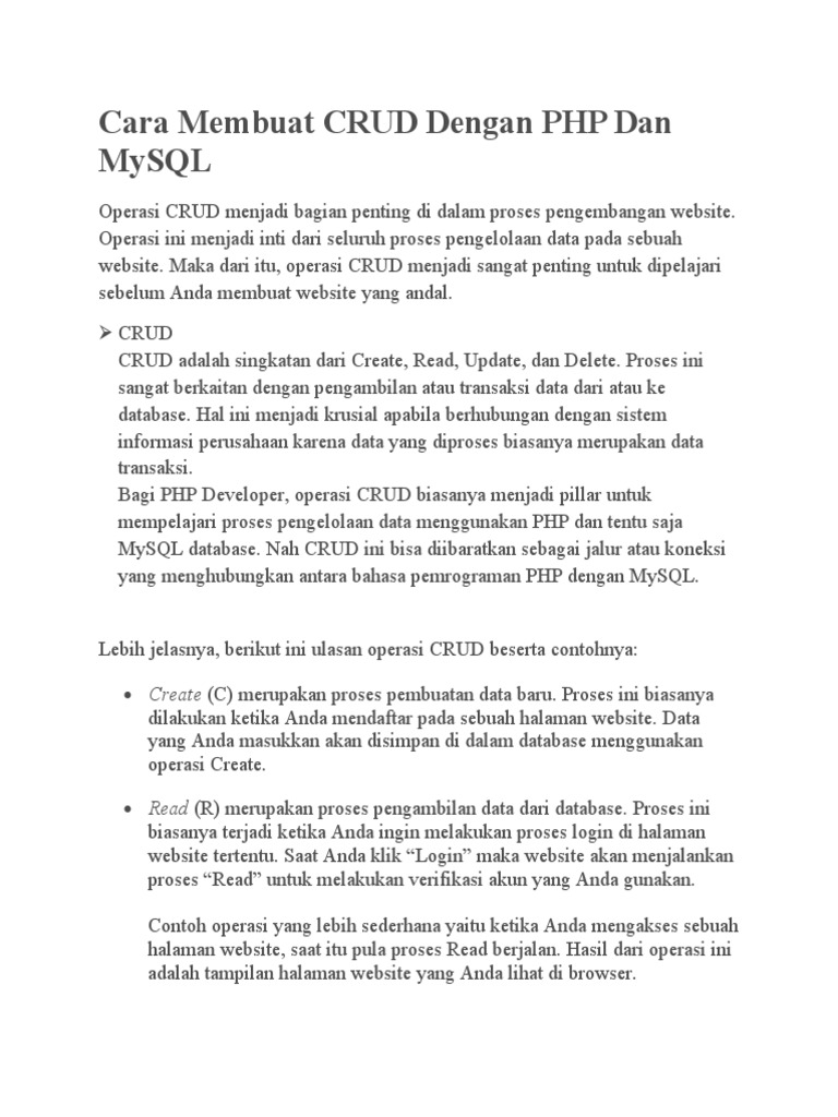 Materi CRUD | PDF | Komputer
