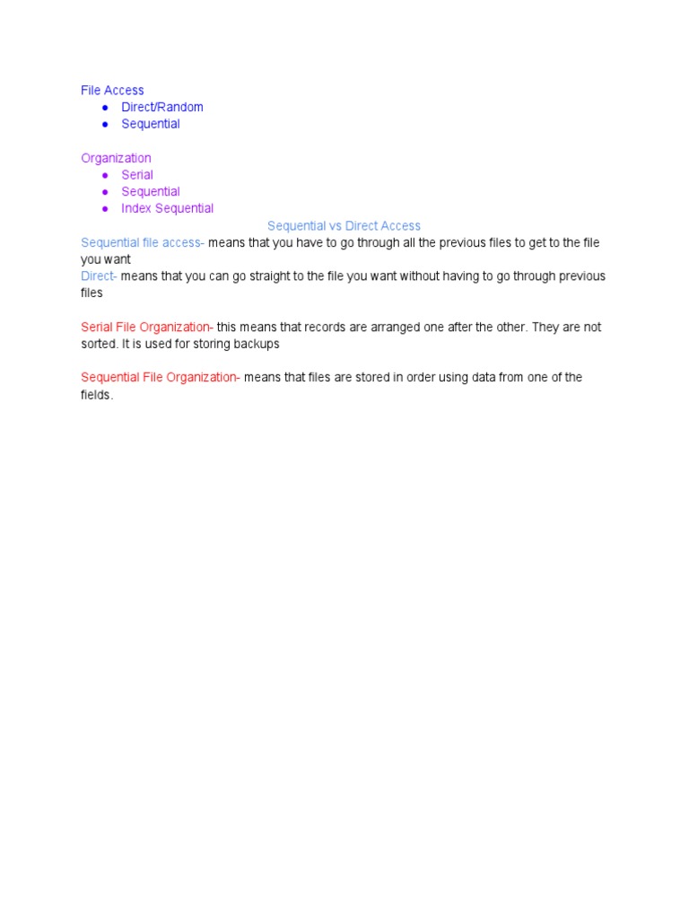 File Access and Organization Types | PDF