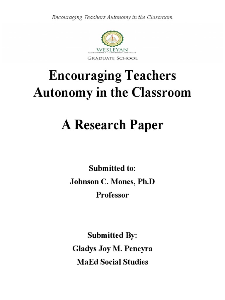 Encouraging Teachers Autonomy in The Classroom | PDF | Autonomy | Teachers