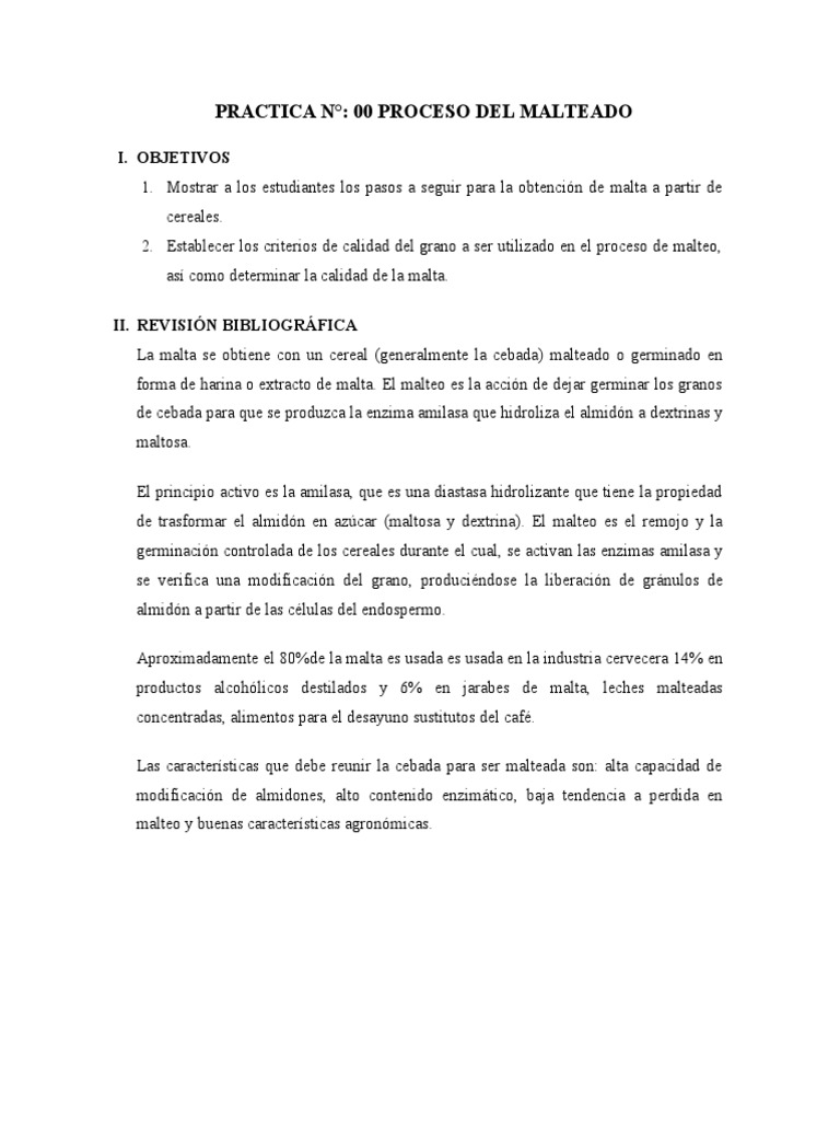 Proceso de Malteado de Cebada | PDF | Malta | Cereales