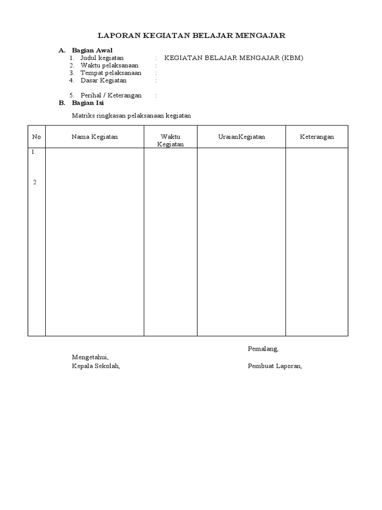 Format Jurnal KBM | PDF