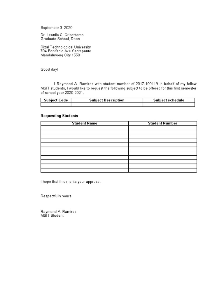Request-Letter Rtu | PDF