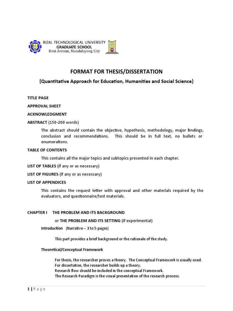 Thesis/Dissertation Format Guide | PDF | Thesis | Theory