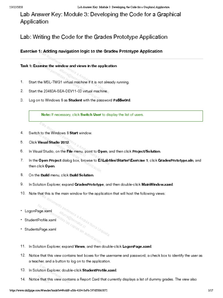 Lab Answer Key Module 3 - Developing The Code For A Graphical ...