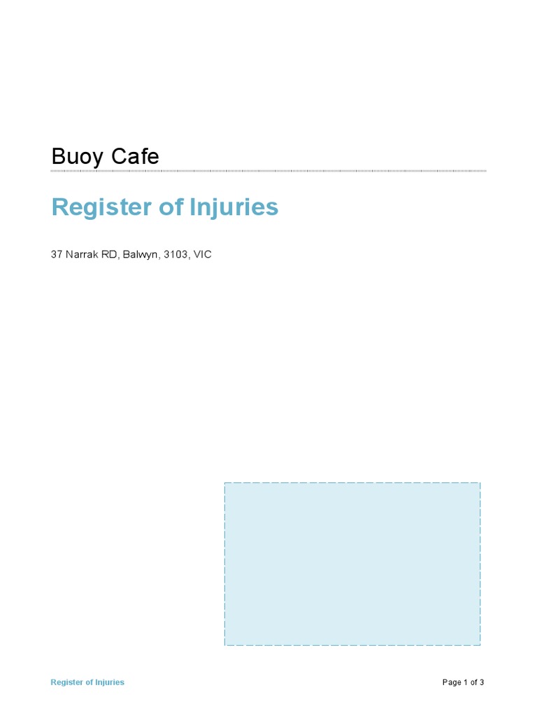 Register of Injuries: Buoy Cafe | PDF | Labor Relations | Employment