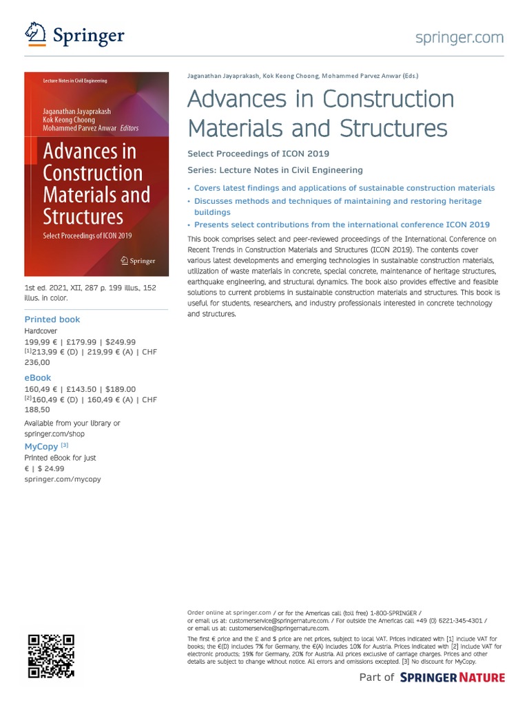 Advances in Construction Materials and Structures | PDF | Science And ...