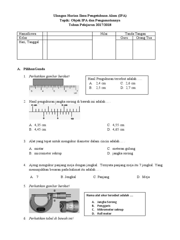 Soal Ulangan Harian Ipa Kelas 7 Bab 1 Pdf