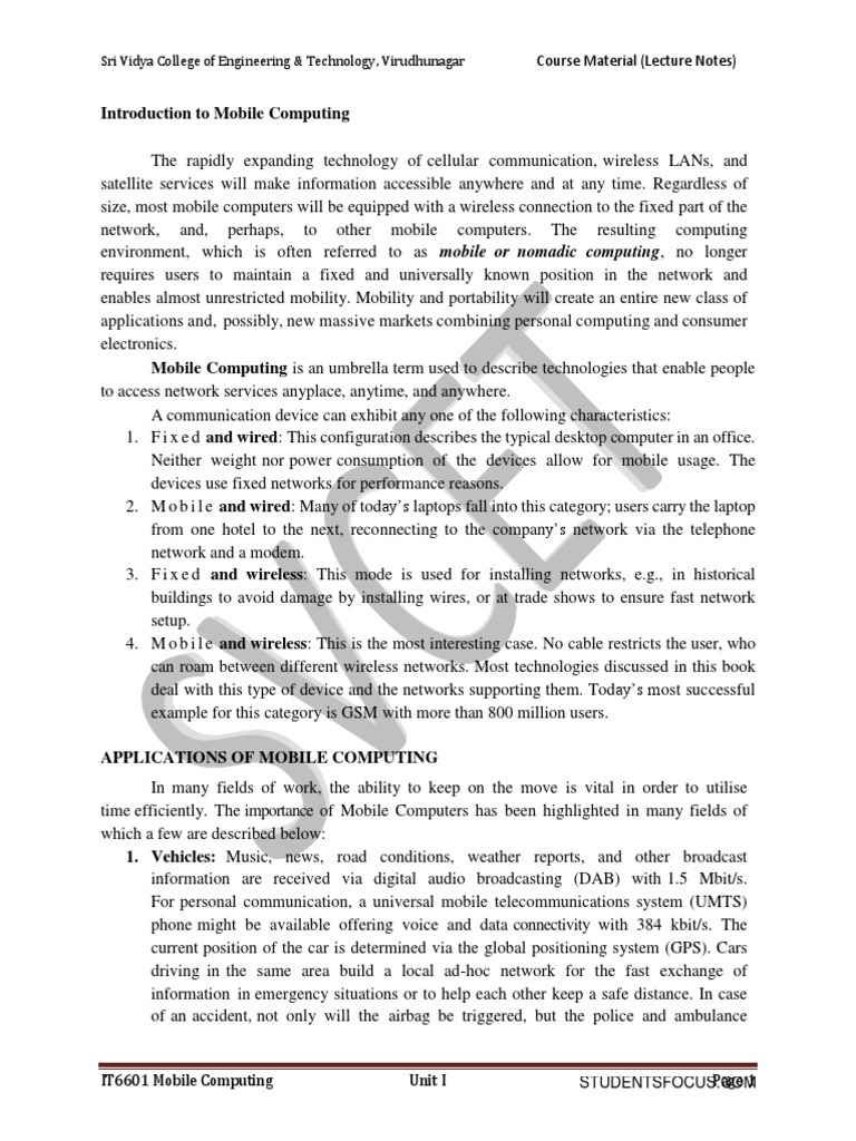 1-5 UNITS ALL MC Sri Vidya College of Engineering | PDF | Channel Access Method | Computer Network