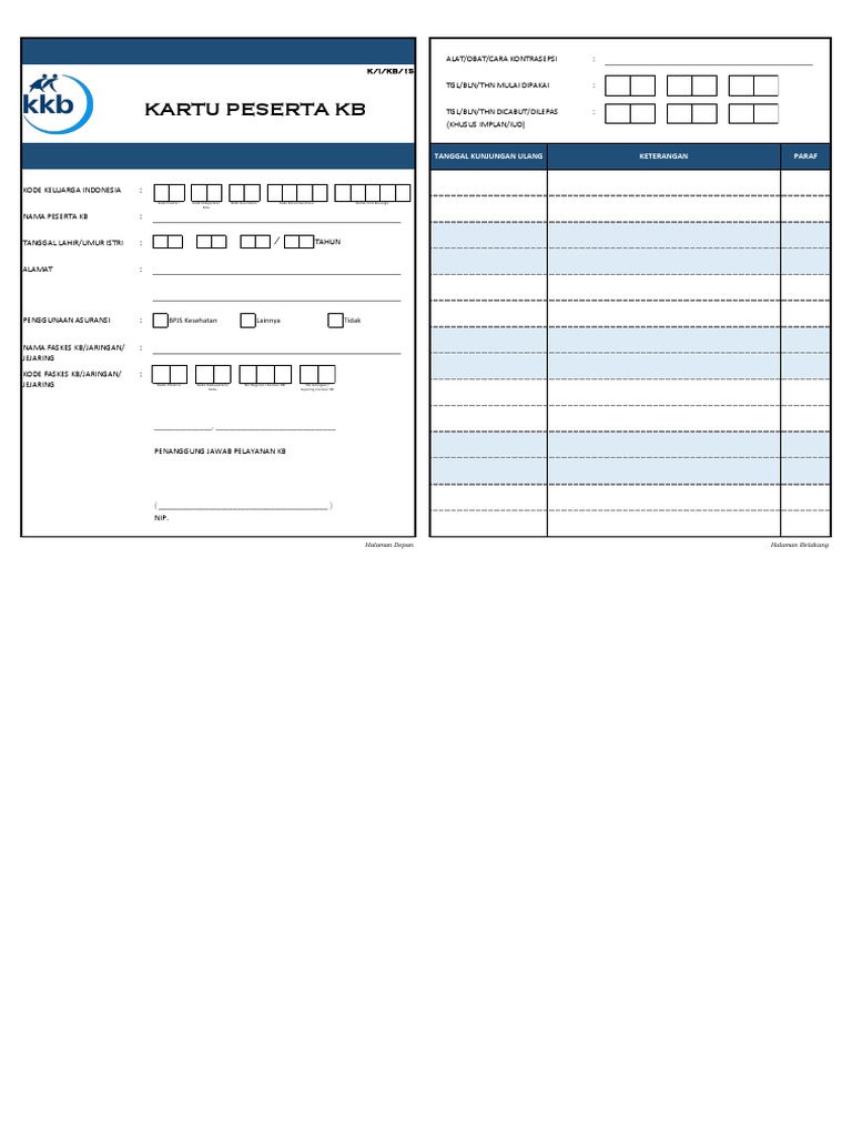 Formulir Peserta KB | PDF