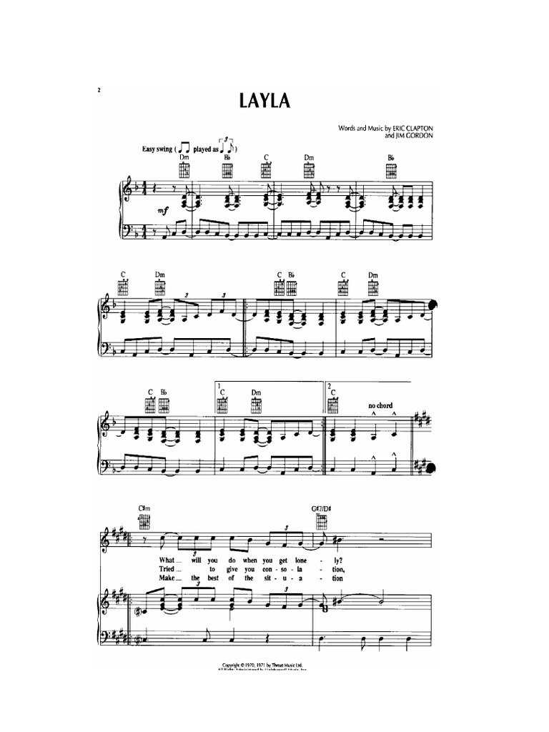 Eric Clapton Layla Sheet Music | PDF