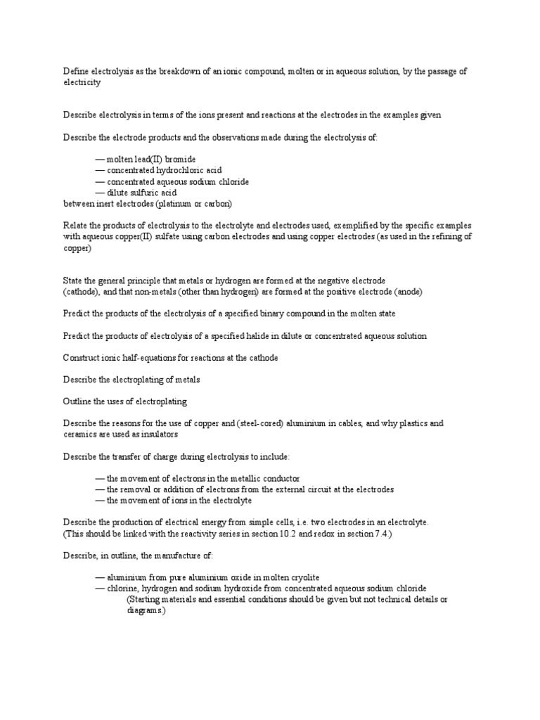 Chap5 IGCSE Chemistry Notes | PDF | Ion | Electrolyte