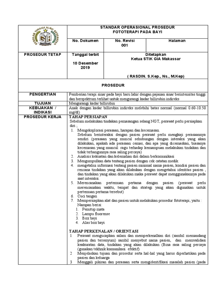 Sop Fototerapi | PDF