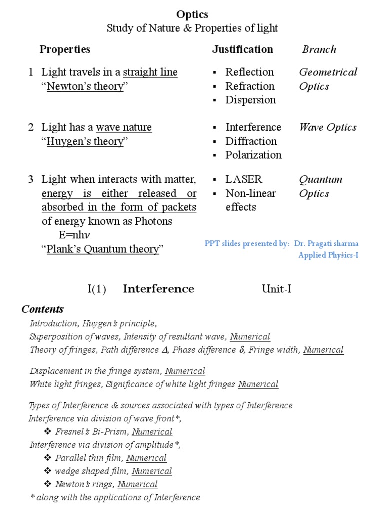 Physics Interference | PDF | Optics | Coherence (Physics)