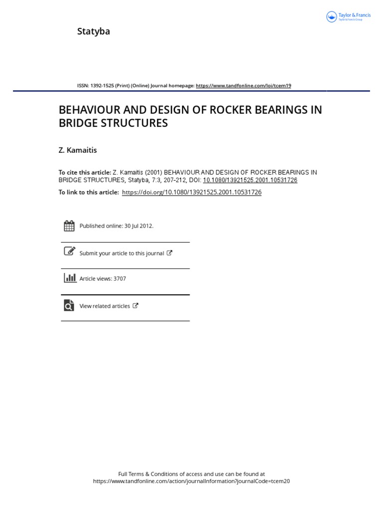 Behaviour and Design of Rocker Bearings in Bridge Structures | Download ...