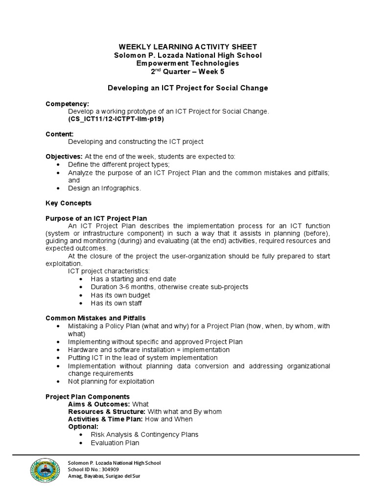 Empowerment Technologies - LAS - Week 5 | PDF | Educational Technology ...