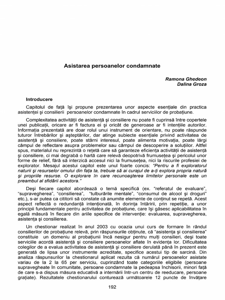 7.manualul-De-Probatiune 2 Asistarea Persoanelor Condamnate | PDF