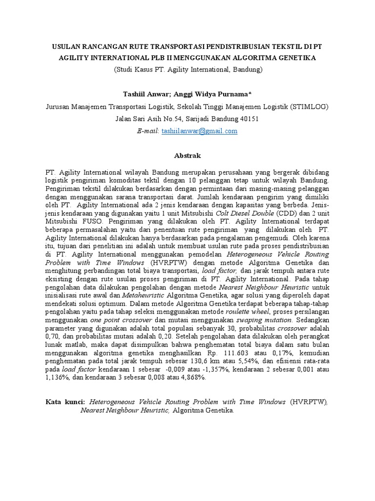 Optimalisasi Rute Distribusi Tekstil | PDF