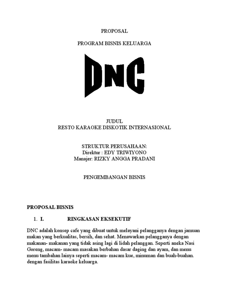 PROPOSAL Bisnis Karaoke Keluarga | PDF