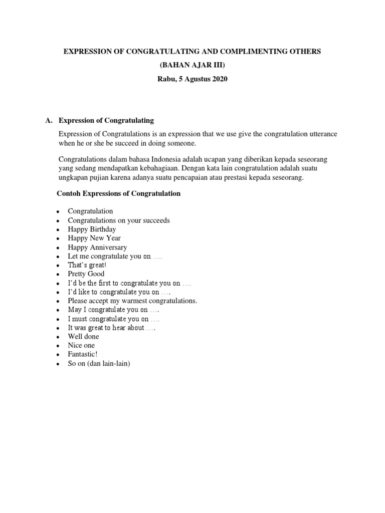 Congratulate N Compliment Meet 3 | PDF