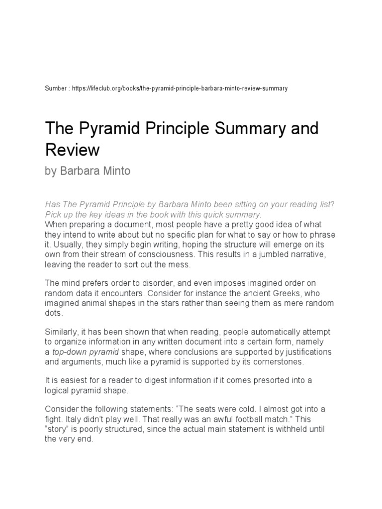 Resume The Pyramid Principle #1 | PDF | Deductive Reasoning | Inductive ...