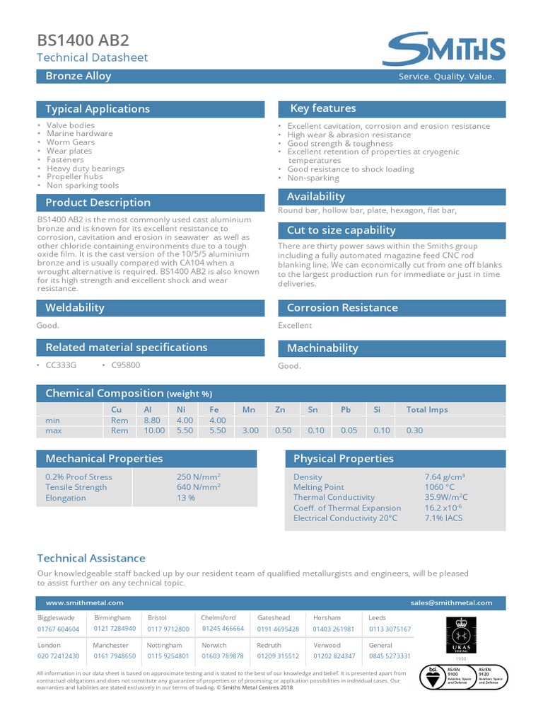 BS1400 AB2: Technical Datasheet | PDF
