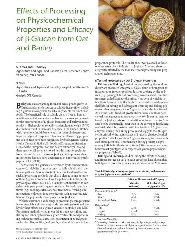 Effects of Processing On Physicochemical Properties and Efficacy of B ...