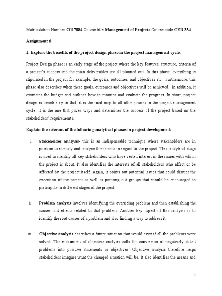 Assignment Project DESIGN (Management of Projects) | PDF | Project ...