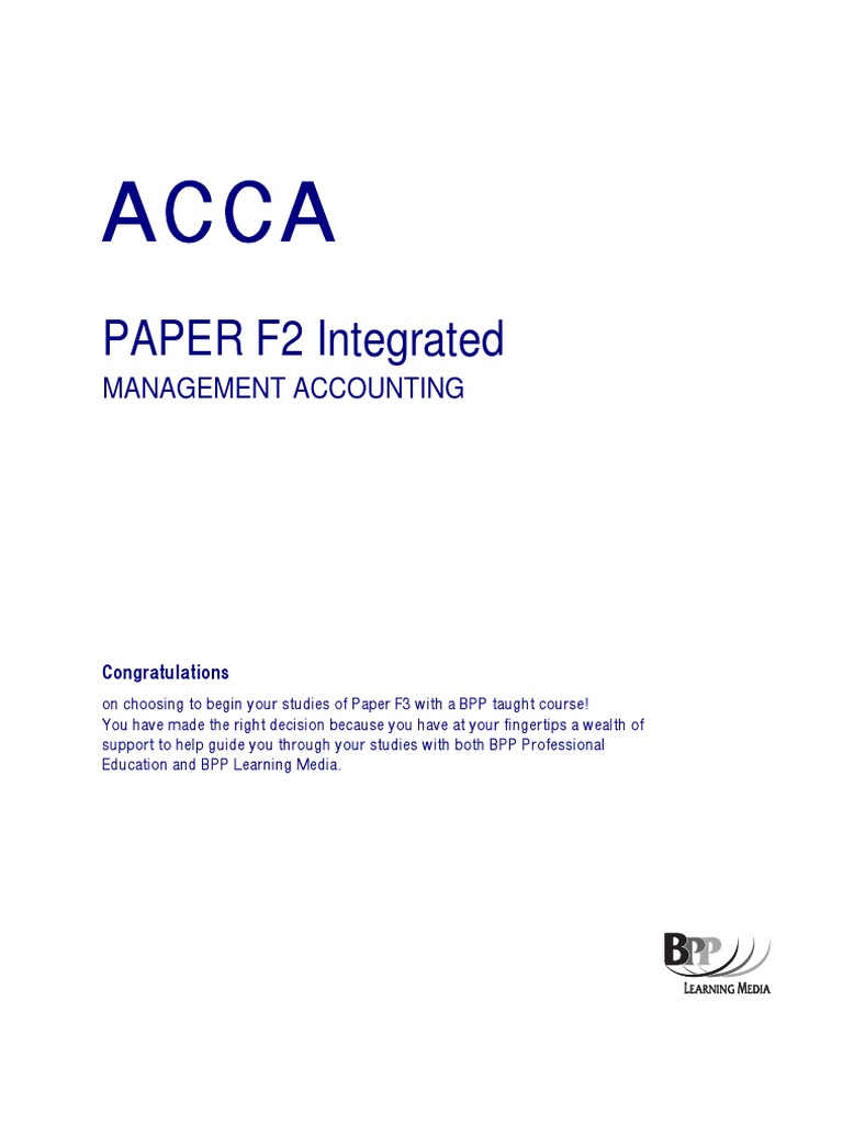ACCA F2 Management Accounting Course Companion, BPP Publishing - 2 ...