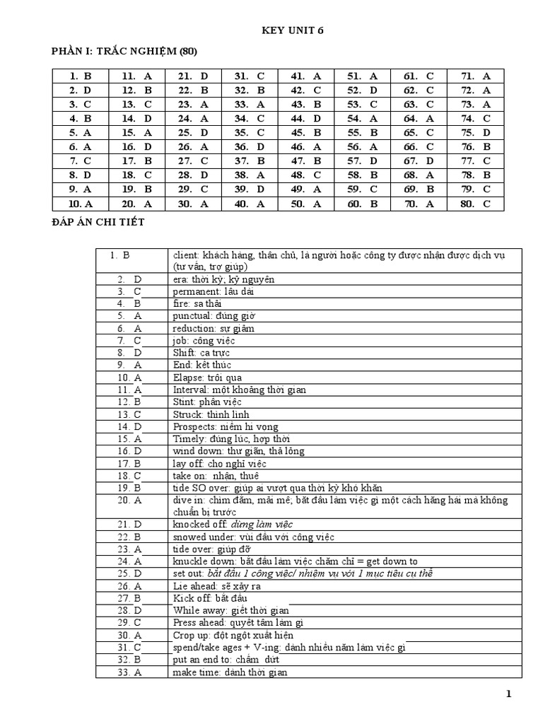 Unit 6 - Destination - Key | PDF