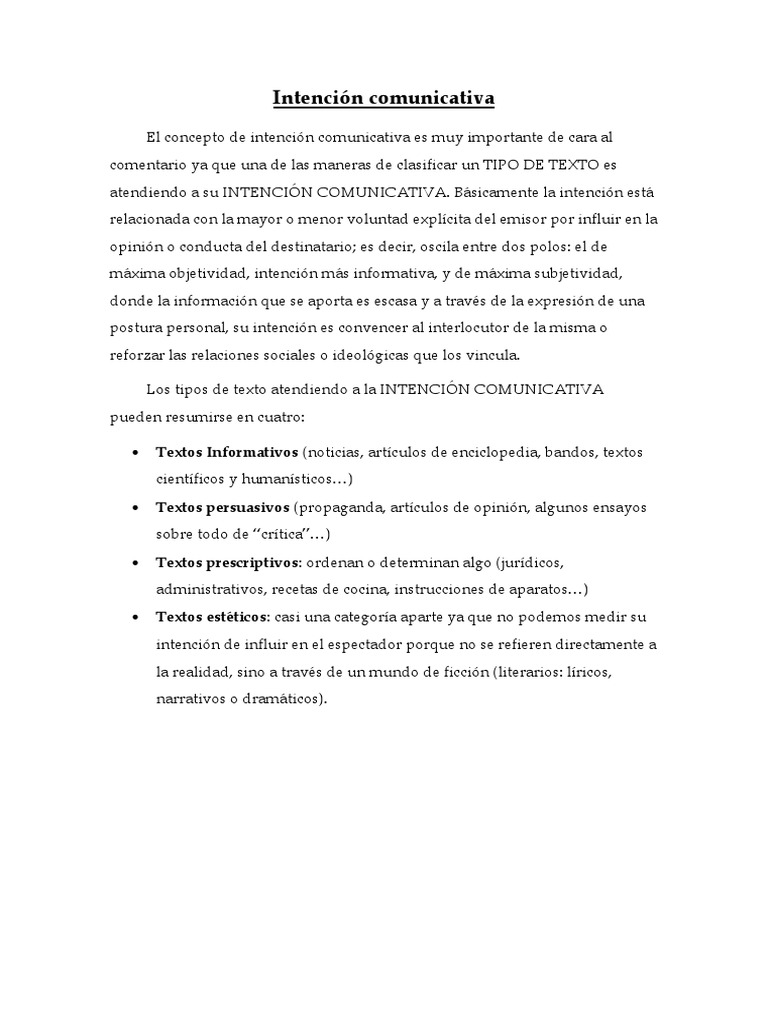 Intención Comunicativa | PDF