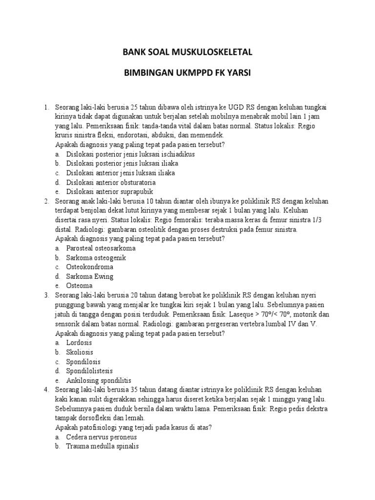 Bank Soal Muskuloskeletal | PDF | Pengembangan Diri