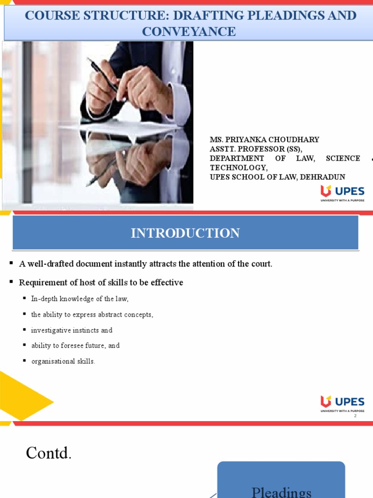 Course Structure: Drafting Pleadings and Conveyance | PDF | Conveyancing | Deed