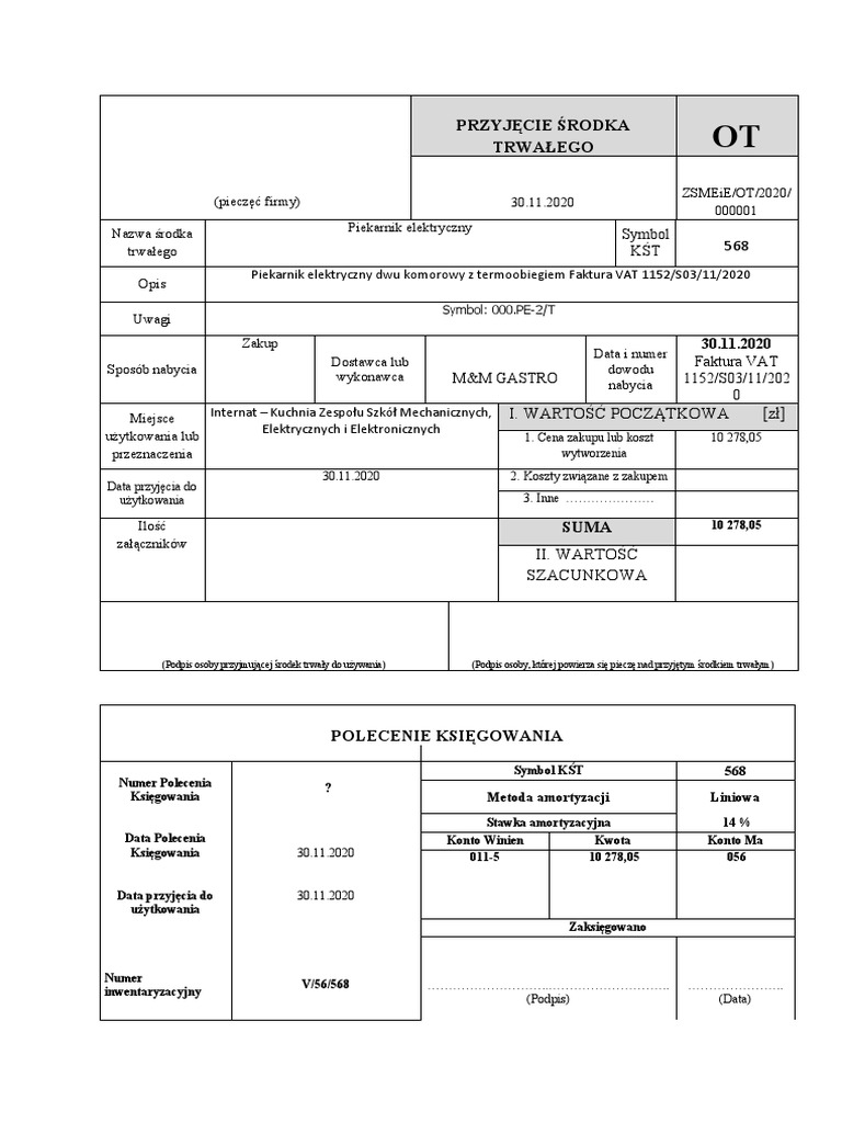 Dokument OT - Wzór | PDF