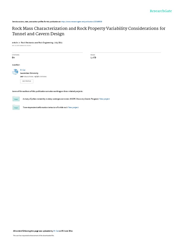Rock Mass Characterization and Rock Property Variability Considerations ...