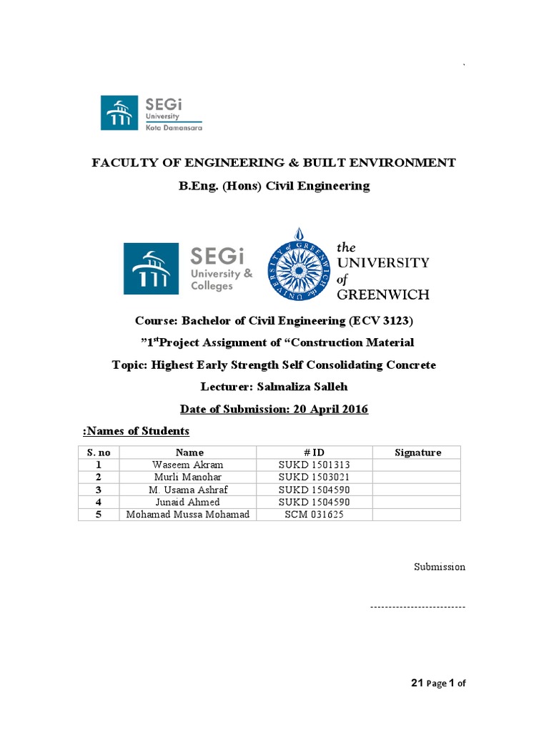 Faculty of Engineering & Built Environment B.Eng. (Hons) Civil ...