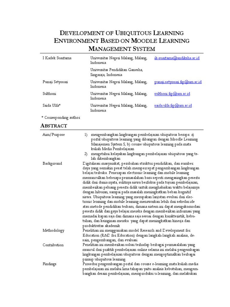 Development of Ubiquitous Learning Environment Based On Moodle Learning Management System | PDF ...