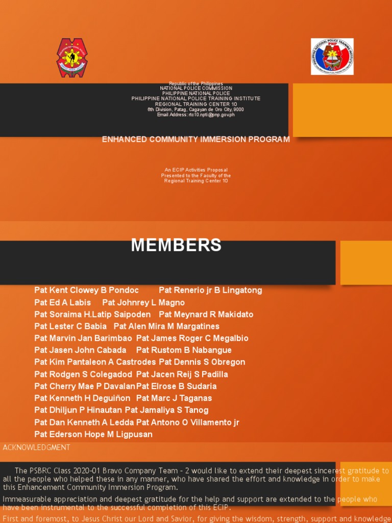 Enhanced Community Immersion Program: Philippine National Police ...