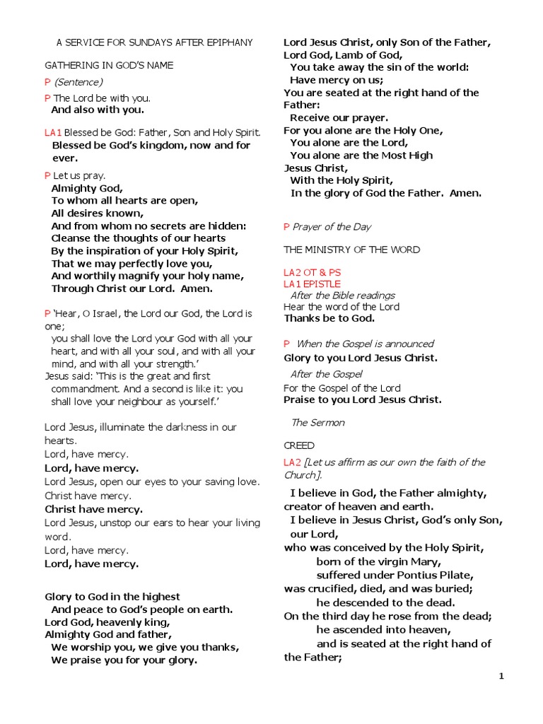 Prayer Praise and Proclamation For Sundays After Epiphany | PDF | God ...