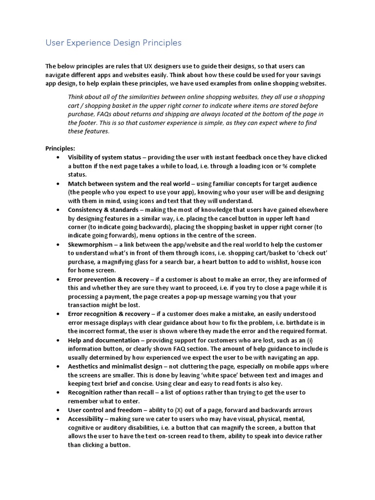 User Experience Design Principles | PDF | Icon (Computing) | Online ...