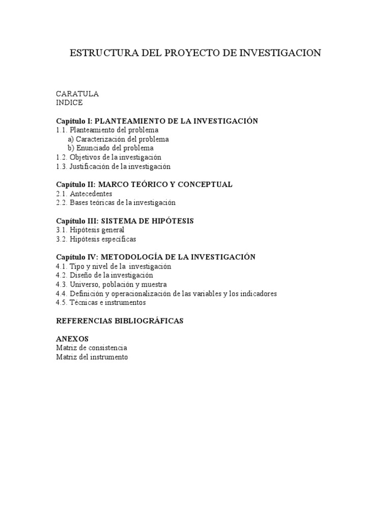 Estructura Del Proyecto de Investigacion | PDF
