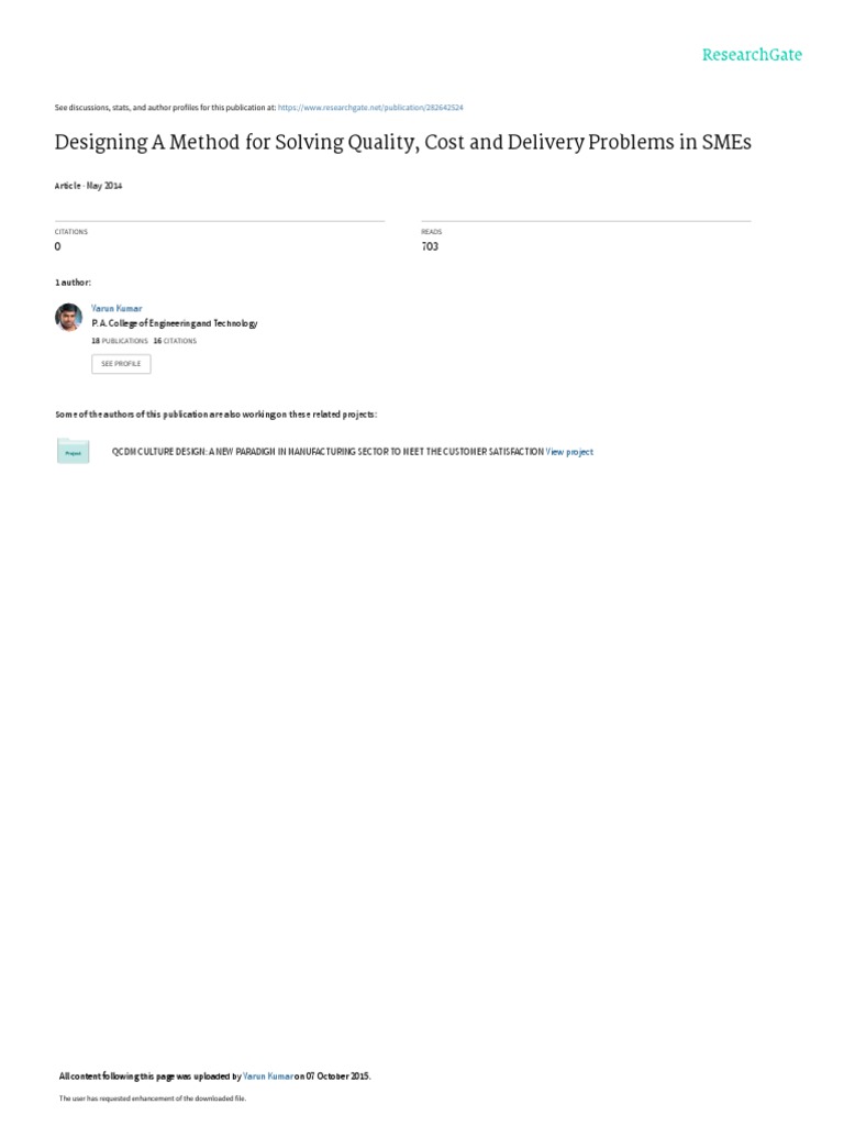 Quality, Cost, Delivery | PDF | International Standard Serial Number ...