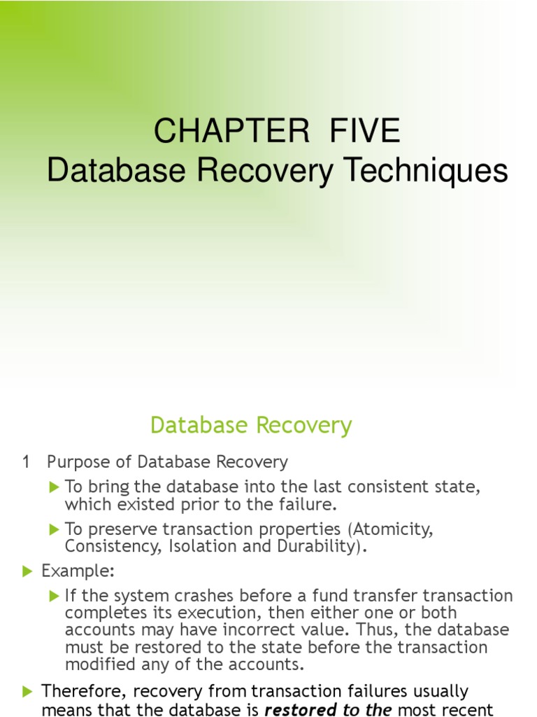 Chapter Five Database Recovery Techniques | PDF | Database Transaction | Information Science