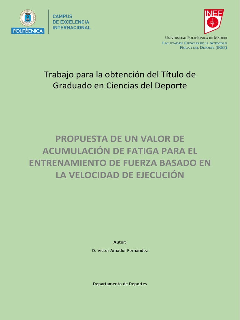 TFG - Entrenamiento Fuerza | PDF | Velocidad | Fuerza